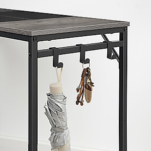 HOOBRO Computer Desk, Home Office Desk with Power Outlet, Modern Study Writing Desk with 3 Hooks for Study Room, Home Office, Sturdy and Stable, Easy to Assemble, Charcoal Gray and Black BC41UDN01