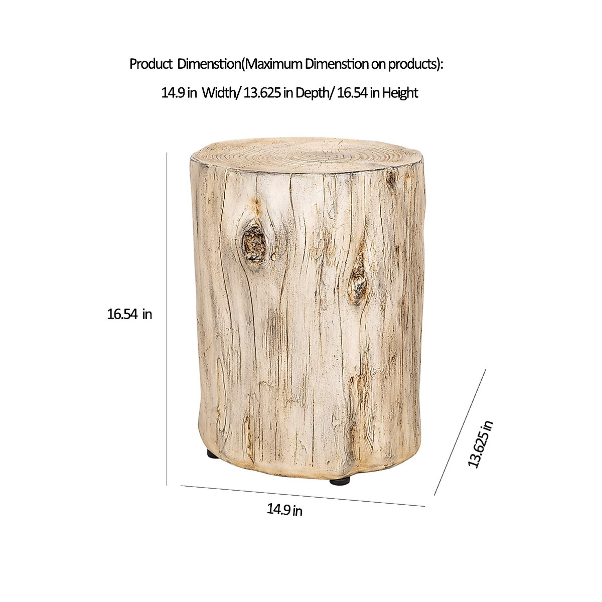 Ball & Cast Concrete Stool End Table, 16.5"H, Grey white