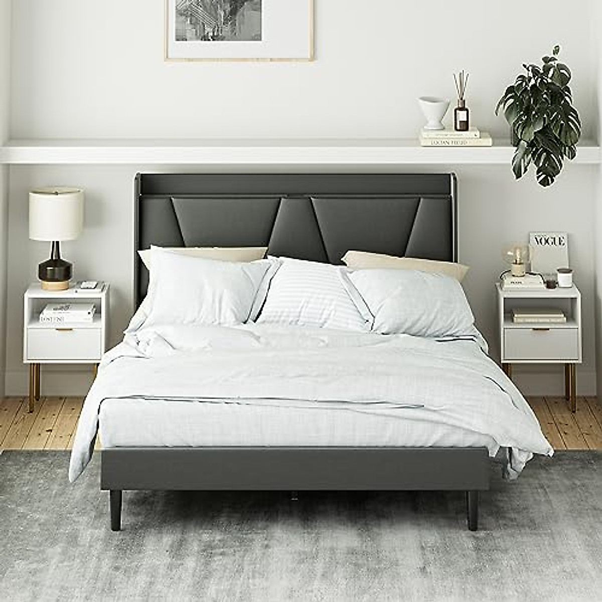 AEPOALUA Nightstand,Small Bedside Table with Gold Frame,White Night Stand,Bedside Furniture,Side Table with Drawer and Shelf for Bedroom,Living Room