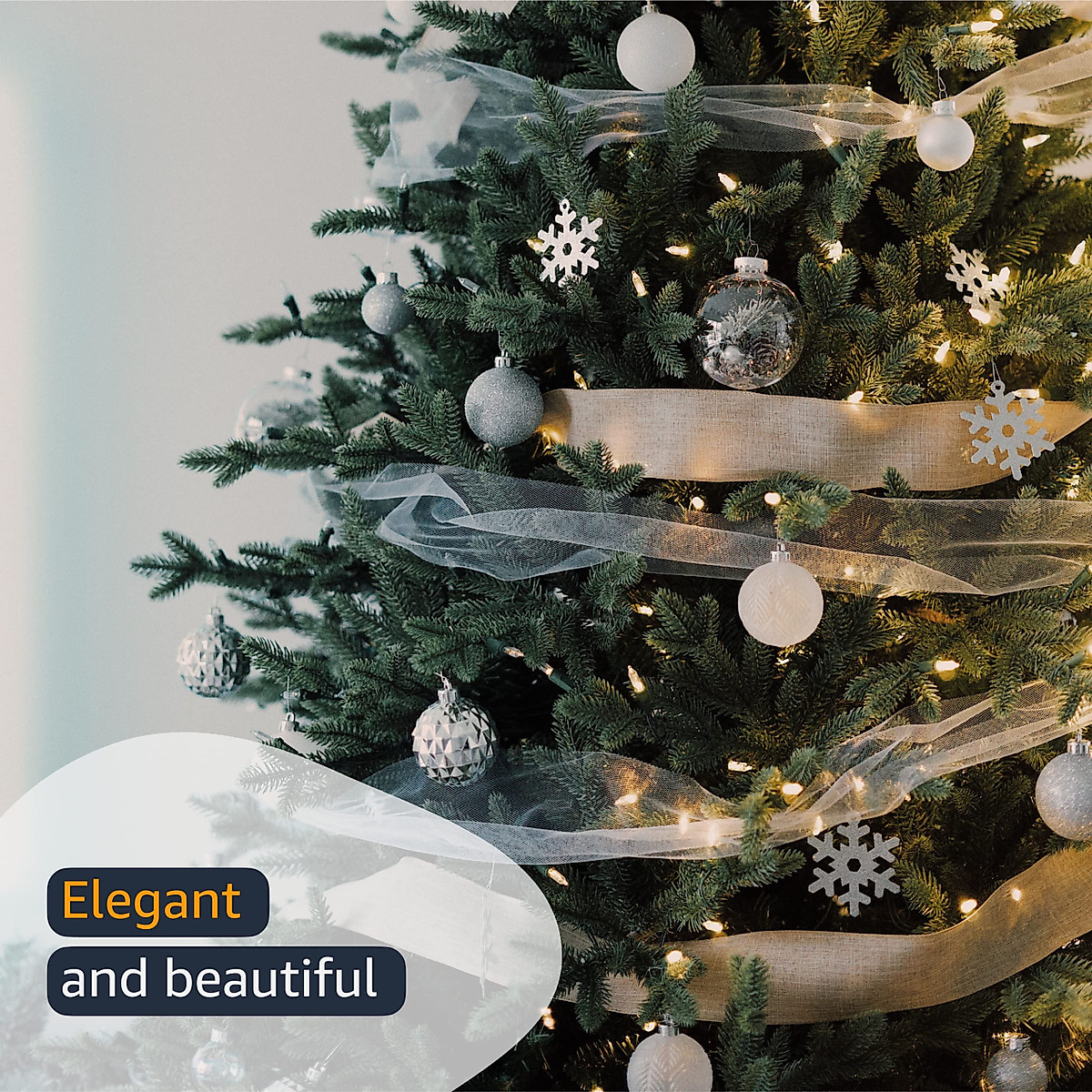 Morex Ribbon 7416.60/50-701 Swirl 2.5" X 50 YD Nylon Sheer Wired Glitter Ribbon, White/Silver, Holiday Ribbons for Crafts and Christmas Decorations, Indoor Christmas Ribbon for Gift Wrapping