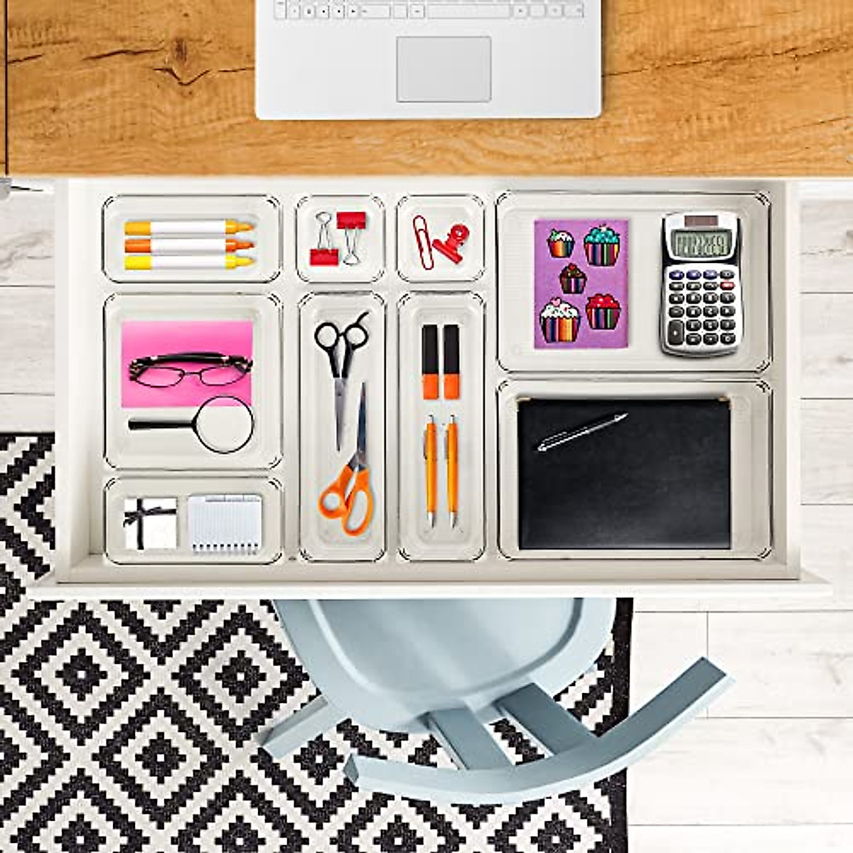 Ravinte 6 Pack Drawer Organizer - 6" X 9" Plastic Storage Bins, Acrylic Organizers with Non-Slip Pads Clear Desk Storage Tray for Makeup, Jewelries, Kitchen Utensils, Bathroom and Office