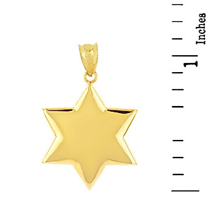 High Polish 14k Yellow Gold Six Point Star Charm Pendant