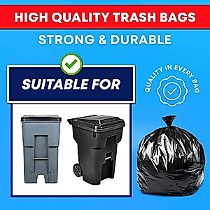 95-96 Gallon Trash Bags (50/Bags w/Ties, Wholesale) Large Black Heavy Duty Can Liners, Large 90 Gal, 95 Gal, 96 Gal,100 Gallon Garbage Bags, (Black)