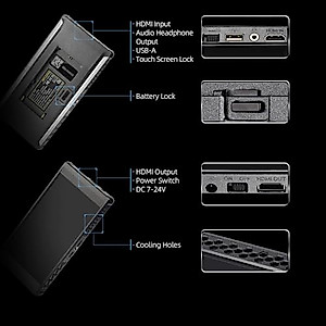 Portkeys PT6 DCI-P3 IPS Touchscreen 5.2'' On-Camera Field Monitor with 1080P 60 HDMI Output, 4K HDMI 30p Input, 3D LUT Out, Peaking Frame, Image Crop, Stretch Effect(Vertical), Peaking Frame