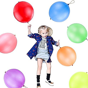 RUBFAC 20 Punch Balloons Thickened Punching Balloon Heavy Duty Party Favors for Kids, Bounce Balloons with Rubber Band Handle for Birthday Party