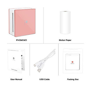 Phomemo M02 Pocket Printer- Mini Sticker Printer Bluetooth Inkless Thermal Photo Printer Compatible with Android iOS for Instantly Print Fun, Retro-Style Photos, Mini Life Assistant, Good Gift, Pink