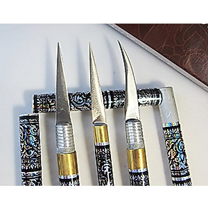 SET 3 THAI FRUIT AND SOAP CARVING KNIFE KNIVES BRASS HANDMADE BLACK COLOR