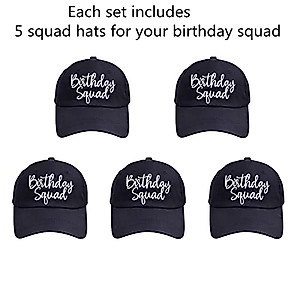 6 Pack Birthday Party Hats Funny Birthday Queen Squad Embroidery Adjustable Black Baseball Cap for Women