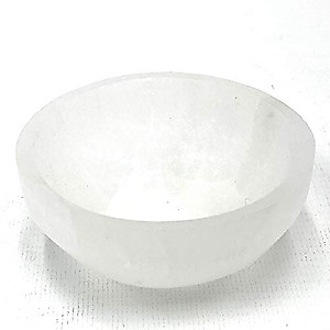 Paykoc Imports Small Selenite Bowl Dish 3" +- Hand Made Morocco