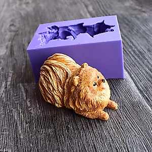 Cute Dog Silicone Molds Chocolate Fondant Molds,Runloo 3D Puppy Dog Soap Molds Pomeranian Candle Moulds