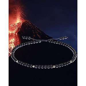 Jewever Black Obsidian Anklet Bracelet for Women crystals and healing stones Beach Foot Beaded Adjustable(8.5-10 Inches)