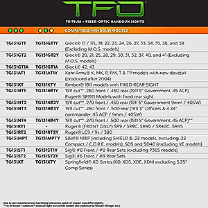 TRUGLO TFO Handgun Sight Set - Springfield XD, XDM, XDS - Green/Yellow Rear