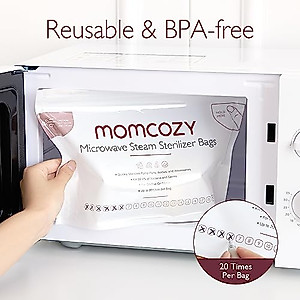 Momcozy Microwave Steam Sterilizer Bags, 8 Count Travel Sterilizer Bags Reusable for Breast Pump Parts/Baby Bottles, Up to 20 Uses Per Bag, Breastpump Accessories for Momcozy S9 Pro/S12 Pro