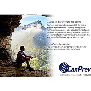 CanPrev Magnesium Bisglycinate (120 Count (Pack of 1), 200mg - Gentle)