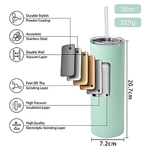 AGH 25 Pack Sublimation Tumbler Blanks with Lid & Straw, Macaron Color 20 OZ Straight Stainless Steel Skinny Straight Sublimation Tumbler Cups, DIY Gift