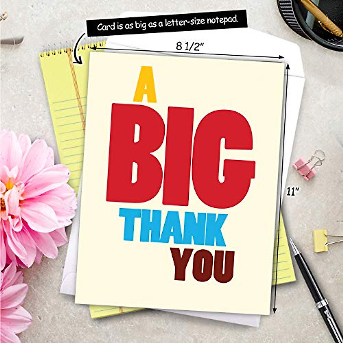 NobleWorks - Hilarious 8.5 x 11 Inch Notecard w/Envelope, Funny Cartoon Comic Strip, Stationery Jumbo Size Cards and Blanks - Big Thank You Card J9689