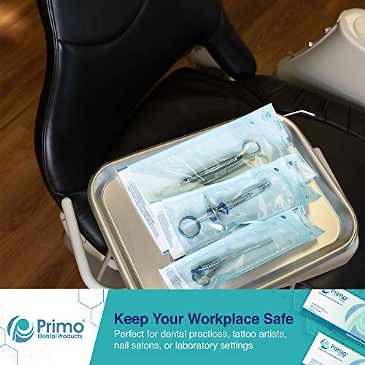 Primo Dental Products SP350 Self Seal Sterilization Pouches - Autoclave Sterilizer Bags for Dental Tools- Sterilization Bags for Nail Technicians & Tattoo Artists- Size: 3.5 by 10 Inches- Pack of 200