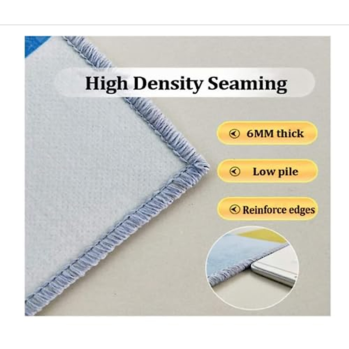 Anti Slip Backing Rugs for Living Room 8X10 Feet / 240X300 Cm Rug, Fluffy Shag Area Rug Carpet, Stain Resistant,Non-Shed,Ideal Home Decor Carpet White Blue Stone Pattern