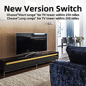 4K TV Antenna, Rizerlton 8K Digital TV Antenna Best Clear View Powerful 360° Reception 250+ Miles Range with Amplifier Signal Booster for All TV Home, Car, Camping, Office