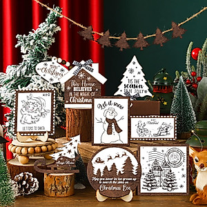 Dandat Christmas Tiered Tray Decor Winter Tiered Tray Decorations Set Snowman Snowflake Gnome Truck Wooden Signs Farmhouse Christmas Table Decorations for Home Table Shelf(Xmas Tree)