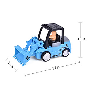 FUN LITTLE TOYS Friction Powered Construction Truck Toys for Toddlers, Push and Go Construction Vehicles Toys Set of Bulldozer, Excavator, Roller