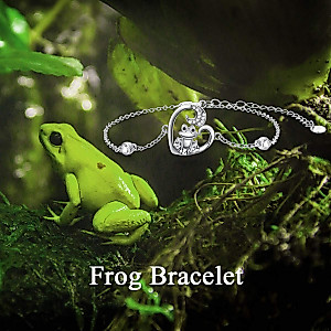 POPKIMI Sterling Silver Frog Link Bracelet for Women Girls (Frog)