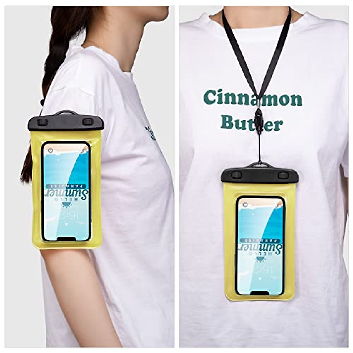 MILPROX Waterproof Phone Holder Pouch, [2 Pack] Universal Float Dry Bag，IPX8 Underwater Fanny Pack Phone Case with Neck Arm Waist Strap for All iPhone Galaxy Pixel Phone Up to 7.0" -Yellow