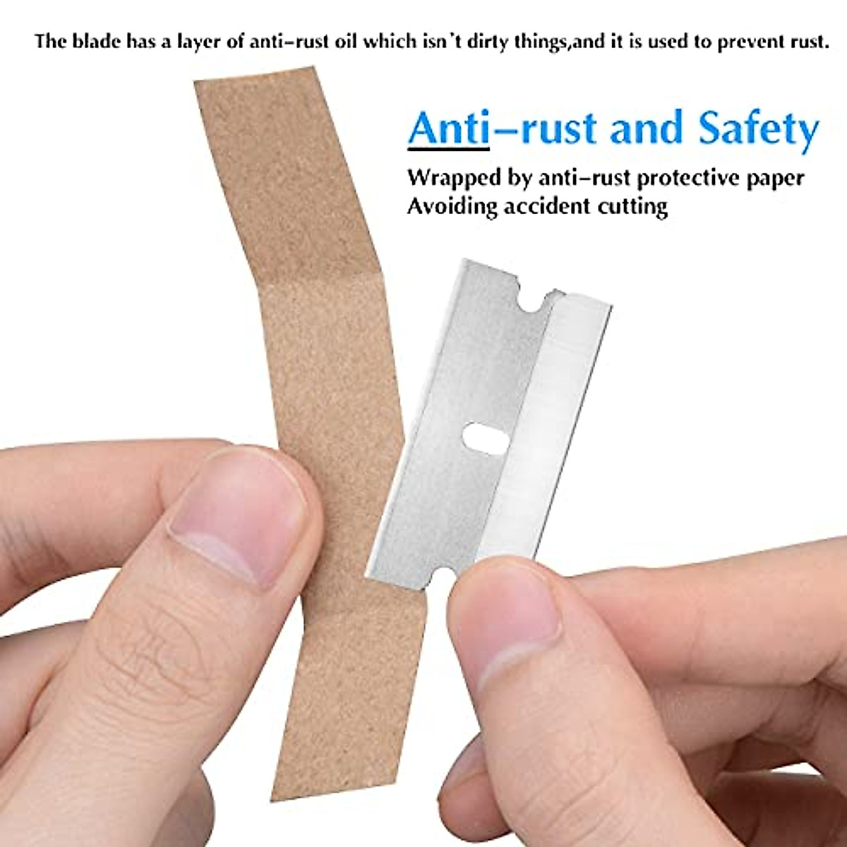 JIKIOU 200PCS Single Edge Razor Blades, Industrial Scraper Razor Blades, One Edge Razor Blade, Replacement Box Cutter Blades, Suitable for Removing Labels, Decals, Stickers