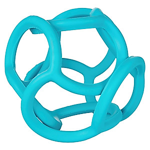 Ogobolli Teething Ring Tactile Sensory Ball Toy for Babies & Kids, 3-Pack - Green, Red, Blue - Stretchy, Soft Non-Toxic Silicone - Ages 3 Months and up