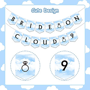 Sursurprise Bride on Cloud 9 Banner, On Cloud Nine Bridal Shower Decorations, The Bride is on Cloud 9 Bachelorette Engagement Wedding Party Supplies