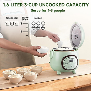 TMABSOE Rice Cooker 6 Cup (Cooked), Small Rice Cooker with 6 Cooking modes,24-Hr Delay Timer and Auto Keep Warm Function, Non-Stick Inner Pot,1.6L Suitable For 1-3 People