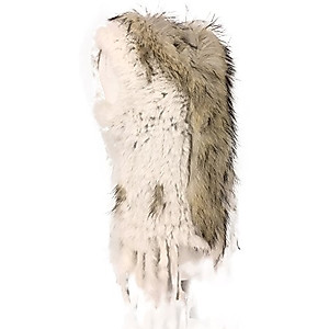 Uilor Women's 100% Natural Knit Rabbit Fur Vest with Raccoon Fur Collar White