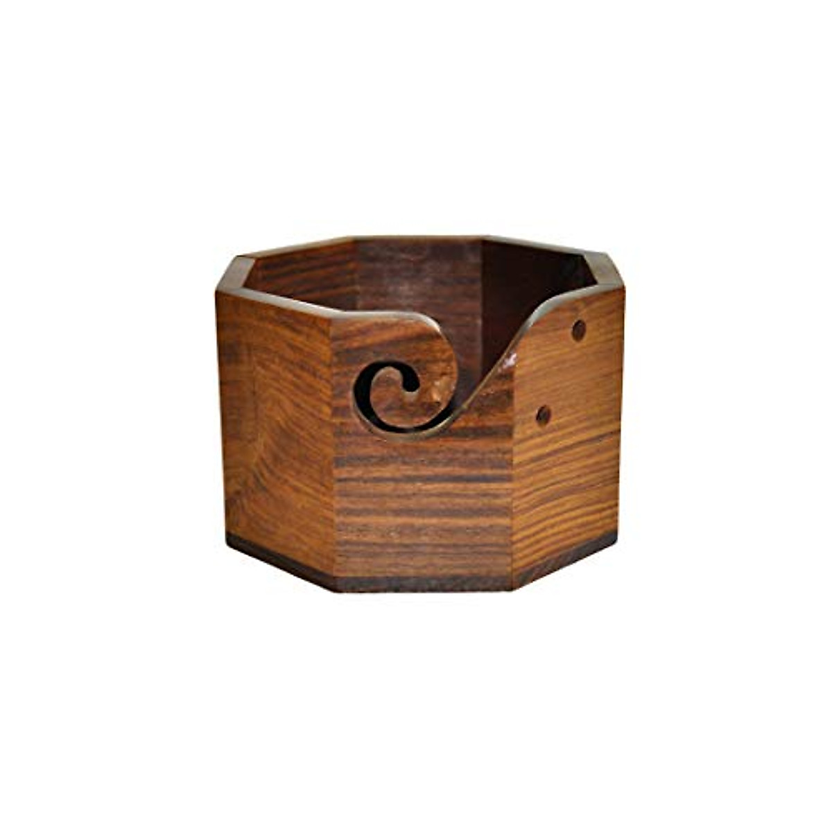 Premium Solid Hard Rose Wood Crafted Wooden Portable Octagonal Yarn Bowl Holder for Knitting Crochet 6 x 6 x 4 inch Christmas Gift Set | Hind Handicrafts
