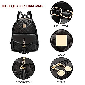 I IHAYNER Women’s Backpack 3-pieces Fashion PU Leather Simple Design Bags Travel Bookbag Beige for Women Black