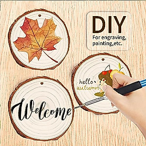 Unfinished Wood Slices, 30Pcs 3.5-4 inch Craft Wood Rounds kit Circles Crafts Christmas Ornaments DIY Crafts with Bark for Crafts Rustic Wedding Decoration