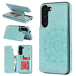ACXLIFE Galaxy S23Plus 5G Case S23 Plus Card Credit Holder Wallet Protective Cover with Card Slot and Leather Case for Samsung S23Plus 6.6Inch (Green, S23 Plus 6.6inch)