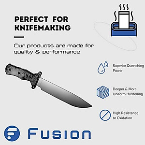 Quenching Oil for Heat Treating Knife Steel | Retains Bright Finish | Deep & Uniform Hardening | Fusion Quench 10 (1 Gallon)