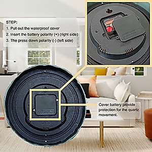 OCEST 10 Inch Indoor Outdoor Clock, Waterproof Wall Clock with Thermometer, Weather Resistance Non-Ticking Battery Operated Décor Clock for Patio, Pool, Lanai, Fence, Porch, Garden, Bathroom