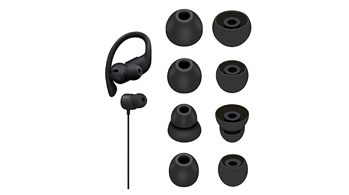 JNSA 8pcs Black Silicone Ear Tips for Powerbeats Pro | Boost Comfort
