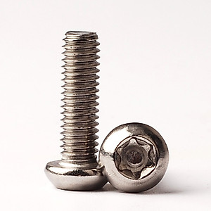 M5 x 6mm Pin in Head Torx Screws,304 Stainless Steel Pin Torx Button Head Security Screws,Right Hand Threads,Metric,50-Pieces