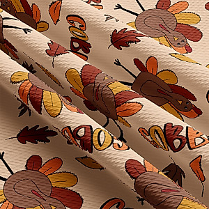 Thanksgiving Turkey Gobble Fall Autumn Bullet Textured Fabric by The Yard Stretch Liverpool - 1 Yard Fabric for Bows Clothes Sewing (AA1942)