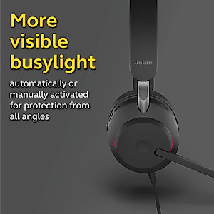 Jabra Evolve2 40 MS Wired Headphones, USB-C, Mono, Black – Telework Headset for Calls and Music, Enhanced All-Day Comfort, Passive Noise Cancelling Headphones, MS-Optimized with USB-C Connection