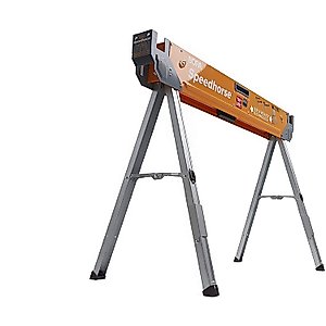 BORA Portamate Speedhorse Sawhorse - 45-in W x 30-in H Single Piece Table Stand with Folding Legs, Metal Top for 2x4, Heavy Duty Pro Bench Saw Horse for Woodworking, Carpenters, Contractors, PM-4500,Orange