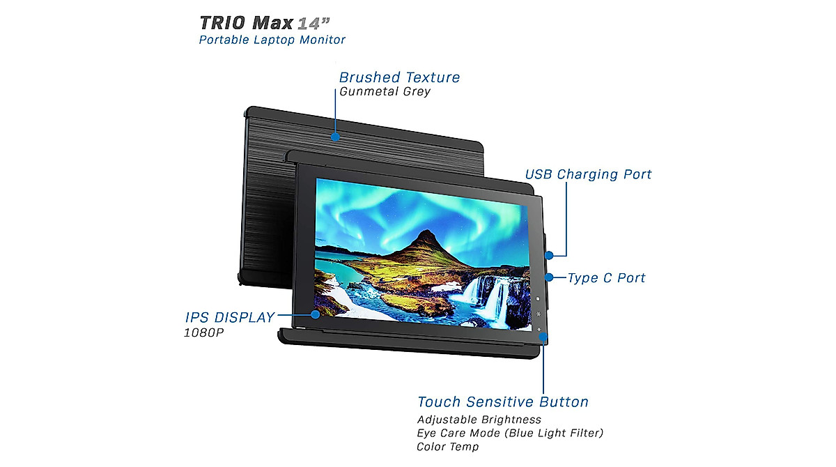Mobile Pixels Trio Max 14.1in FHD 1080p USB Portable Laptop Monitor ...