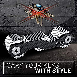 Smart Compact Key Organizer Keychain - Made of Carbon Fiber & Stainless Steel- Pocket key Chain Organizer Up to 28 Keys- Lightweight, Strong Includes Bottle Opener, Carabiner & More