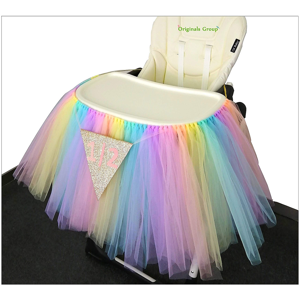 Originals Group Six Months Half Year Old 1st Birthday Rainbow Tutu Skirt for High Chair Decoration for Party Supplies