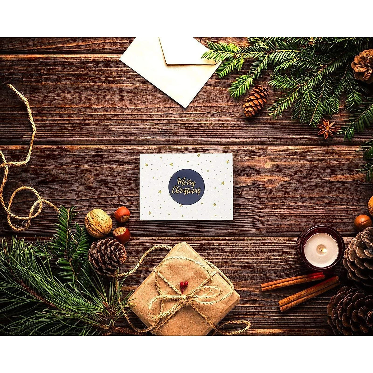 48 Pack of Christmas Winter Holiday Family Greeting Cards Green and Cream Merry Christmas Festive Designs Boxed with 48 Count White Envelopes Included 4.5 x 6.25 Inches