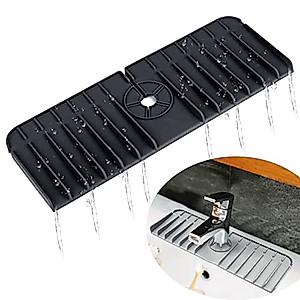 Kitchen Sink Splash Guard,Silicone Faucet Mat for Kitchen Sink，Sink Draining Pad Behind Faucet ,Drip Protector for Kitchen for Kitchen Bathroom Farmhouse (Black)