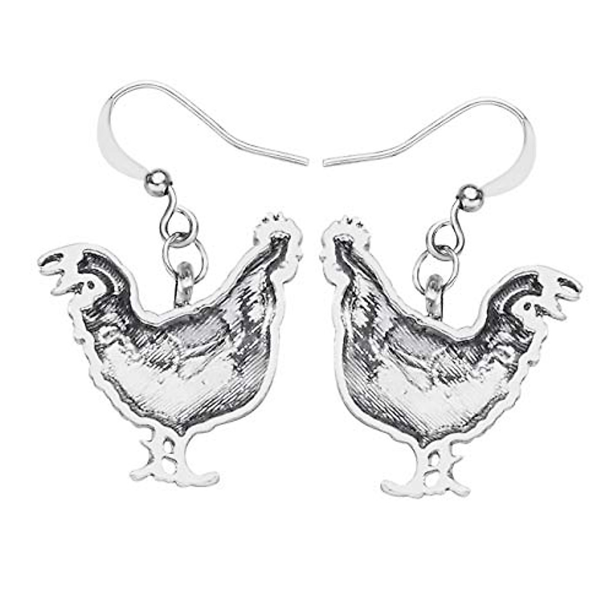 DUOWEI Cute Enamel Chicken Gifts Earrings Dangle Jewelry Accessories for Women Hypoallergenic Charms (Grey)