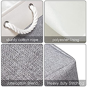 KEEGH Large Fabric Storage Baskets for Shelves 13x13x13 Foldable Storage Bins Linen Closet Organizer Bins with Handles Cloth Baskets for Organizing for Baby Nursery Closet Shelves Organization